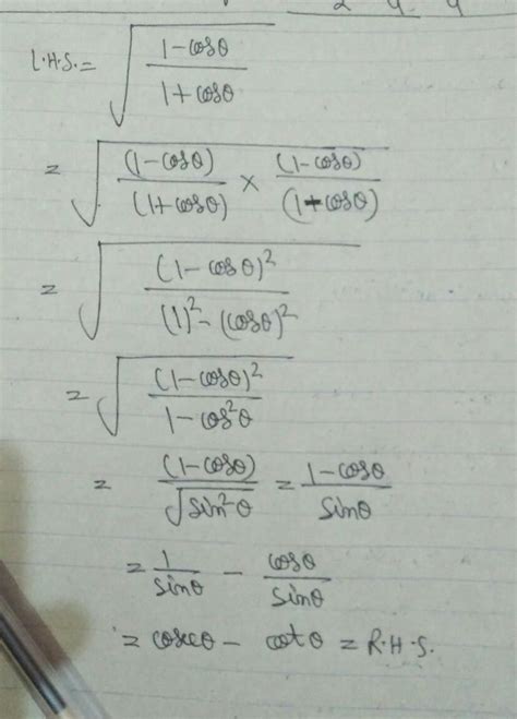 Prove Root Cos Theta Cos Theta Cosec Theta Cot Theta Brainly In