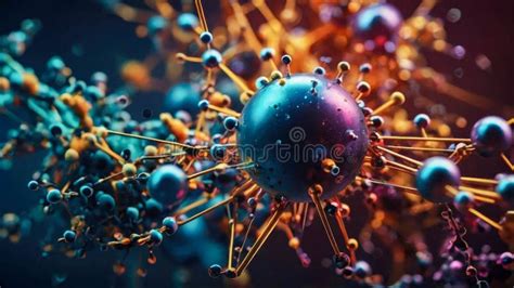 An Atomic Structure Or A Molecular Model Central Glowing Nucleus
