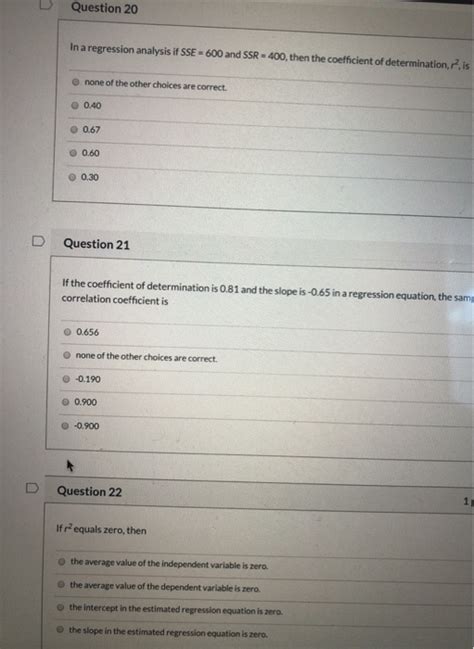 Solved Question 20 In A Regression Analysis If Sse 600 And