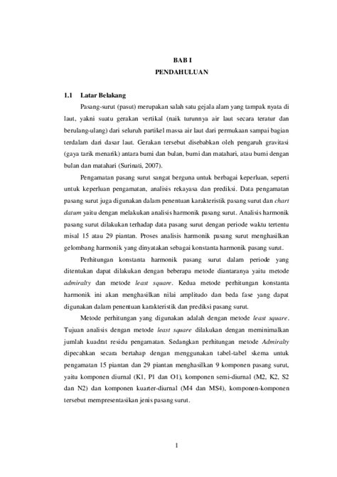Pdf Uji Kualitas Hasil Analisa Perbandingan Prediksi Pasang Surut