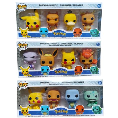 Bonecos Pokémon Tipo Funko Pop Coleção Completa Pokémon Caixa Com 4