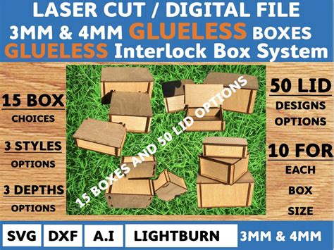 Unique Glueless Interlocking Box System Laser Cut Box 15 Variations
