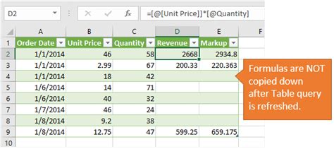 How To Copy Down Table Formulas After Power Query Refresh Excel Campus