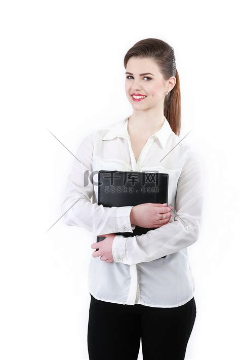 有笔记本的年轻女实业家高清摄影大图 千库网