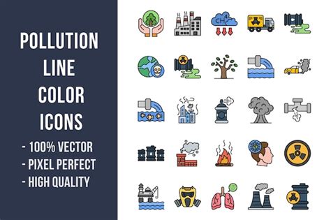 Premium Vector Pollution Line Color Icons