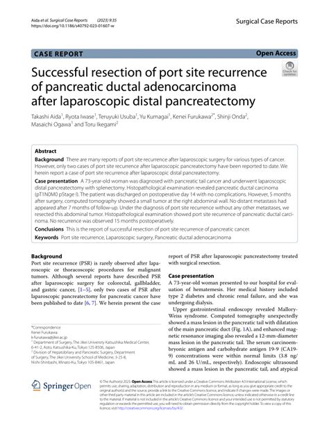 Pdf Successful Resection Of Port Site Recurrence Of Pancreatic Ductal