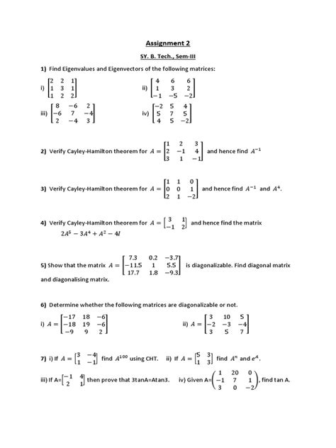 Assignment M1 Pdf Eigenvalues And Eigenvectors Operator Theory
