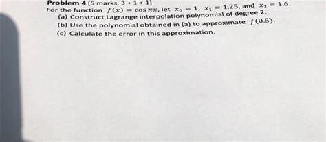 Solved Problem 4 5 Marks 311 For The Function
