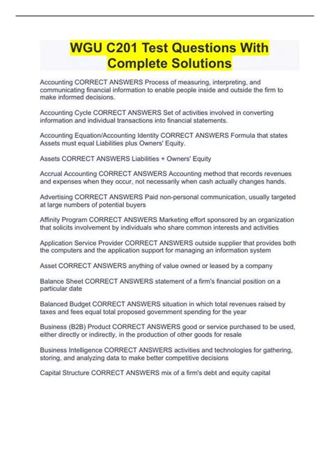 WGU C201 Test Questions With Complete Solutions WGU C201 Stuvia US