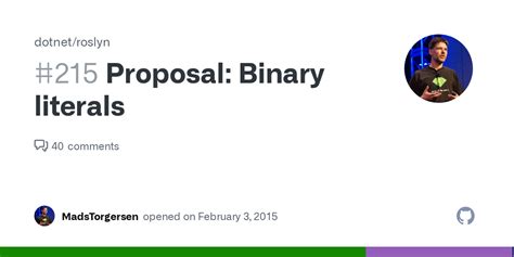 Proposal Binary Literals · Issue 215 · Dotnetroslyn · Github