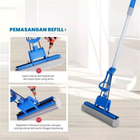 Jual Pel Roll Spons Qme Pel Busa Pemeras Manual Pel Spon Busa Lantai Shopee Indonesia