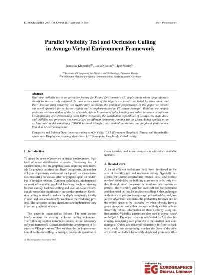 Parallel Visibility Test And Occlusion Culling In Avango Virtual