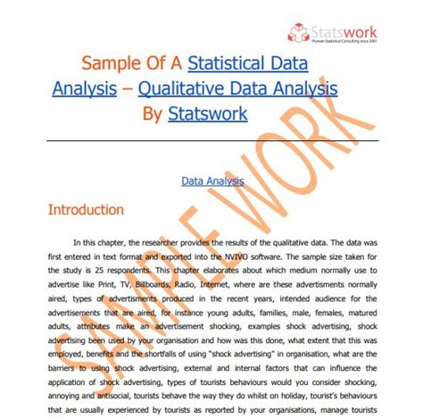 Sample Of Statistical Data Analysis
