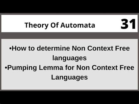NON Context Free Language Theory Of Automata In Hindi Urdu LECTURE 31 YouTube Context Free