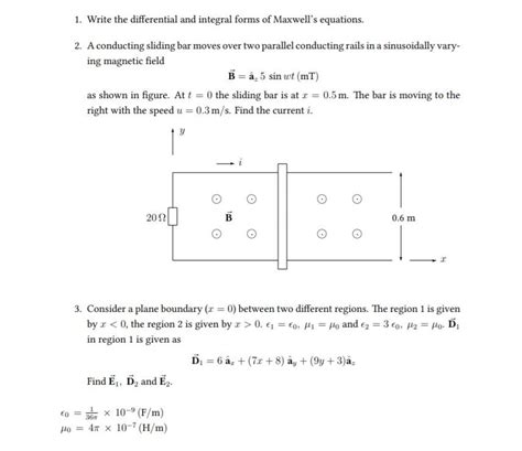 solved 1 write the differential and integral forms of
