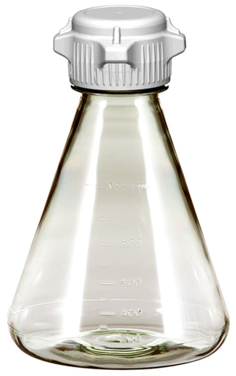 Polycarbonate 1l Erlenmeyer Laboratory Flask With Flat Base And 53mm Versa Cap Sterilized