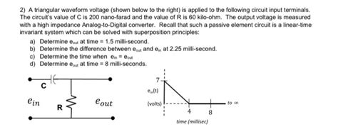 Solved 2 A Triangular Waveform Voltage Shown Below To The Chegg Com