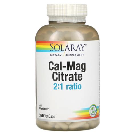 Solaray Cal Mag Citrate 21 Ratio 360 Vegcapssingapore