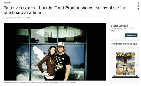 Good Vibes Great Boards Todd Proctor Shares The Joy Of Surfing One B