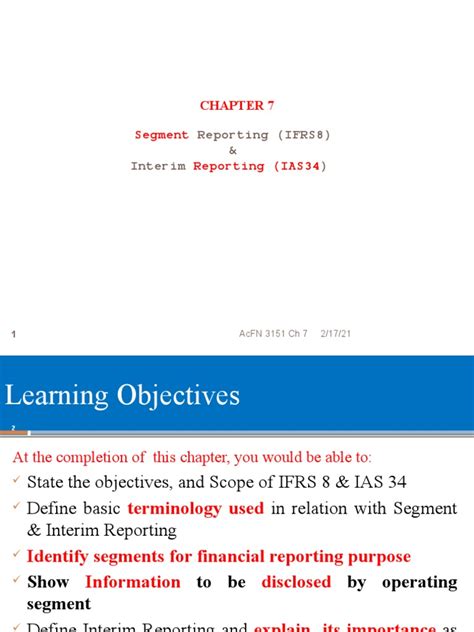 Acfn 3151 Ch 7 Segment Reporting And Interim Reporting Ifrs 8 And Pdf International
