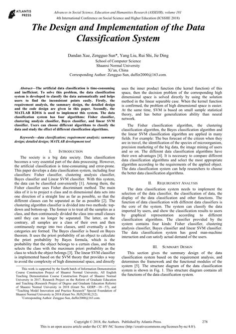 Pdf The Design And Implementation Of The Data Classification System