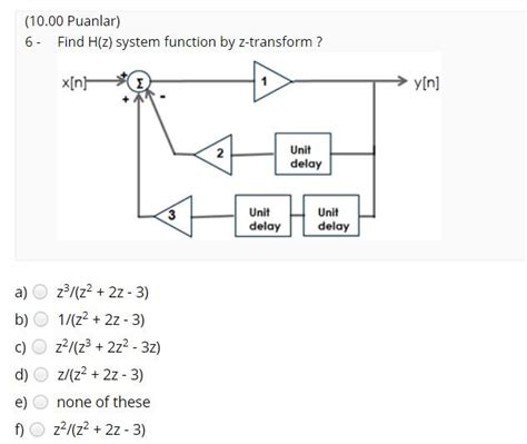 Solved Puanlar Find H Z System Function By Chegg