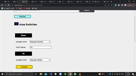 How To Convert Square Inches To Square Yards Area Units