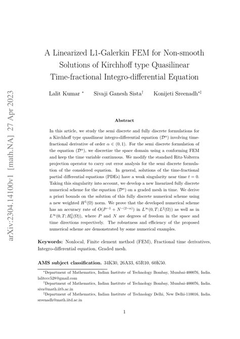 pdf a linearized l1 galerkin fem for non smooth solutions of