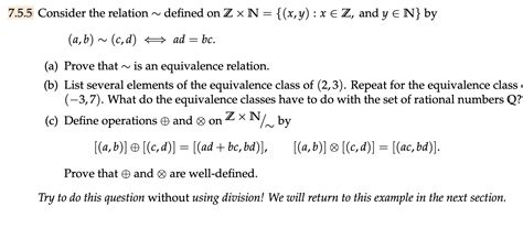 solved 5 consider the relation ∼ defined on z×n { x y x∈z