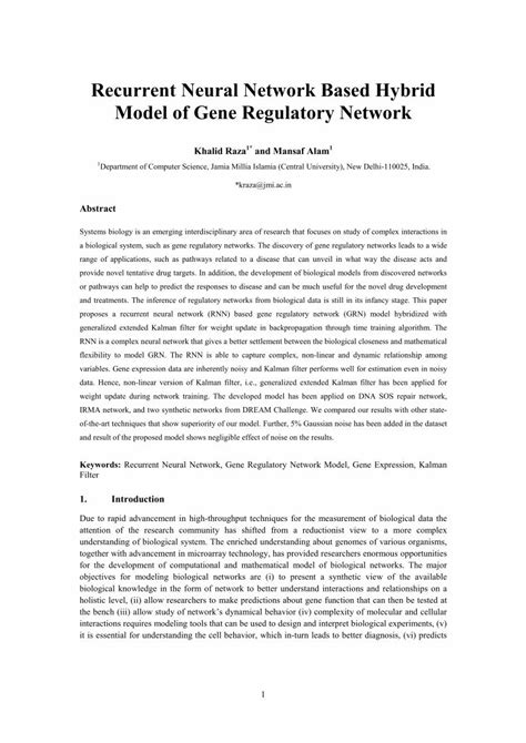 PDF Recurrent Neural Network Based Hybrid Model Of Gene DOKUMEN TIPS