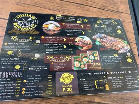 Menu At Inihaw Republic Baguio City Baguio