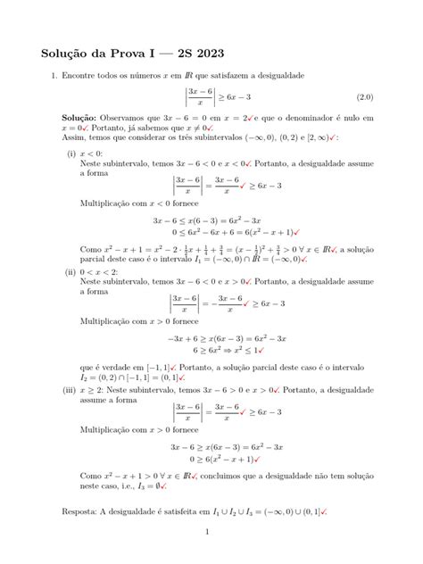 Prova 1 Cálculo 2s 2023 Unicamp Pdf