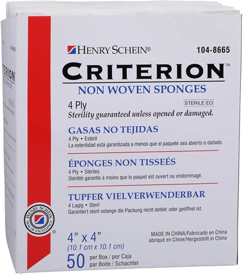 Henry Schein Criterion 4x4” Non Woven Sponge Rayonpolyester Blend 4 Ply Sterile Henry Schein Criterion 4x4” Non Woven Sponge Rayonpolyester Blend 4 Ply Sterile