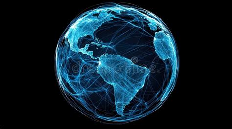 Background 3d Neon Network Sphere With Luminous Interconnected Glowing Abstract Nodes