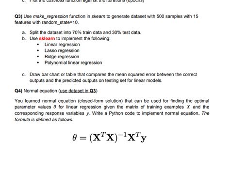 Solved Q3 Use Makeregression Function In Skearn To