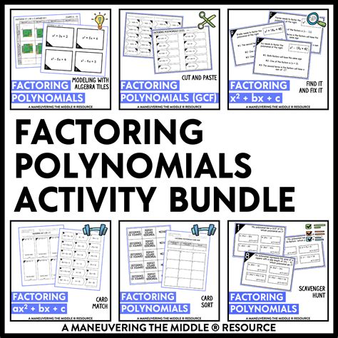 Factoring Polynomials Activity Bundle Algebra 1 Maneuvering The Middle