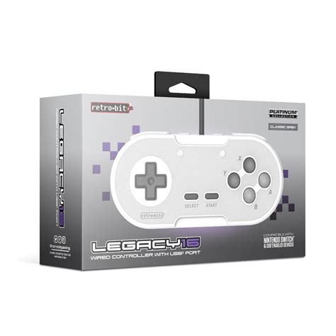 Retro Bit Legacy16 Usb Controller For Switch Pc Grey