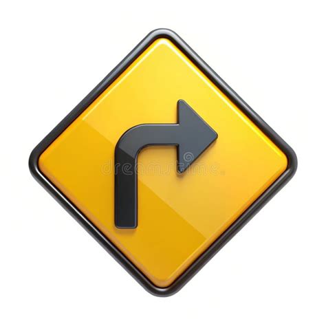 Left Curve Ahead Sign 3d Icon Isolated Stock Illustration