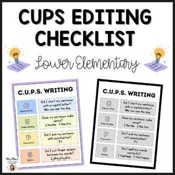 Cups Editing Checklist For Writing By Mrs Macs Teaching Hacks Tpt