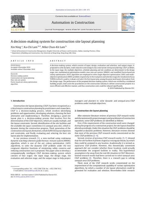 Pdf A Decision Making System For Construction Site Layout Planning Dokumen Tips