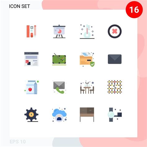 User Interface Pack Of 16 Basic Flat Colors Of Develop Play Graph Remove Thermometer Editable