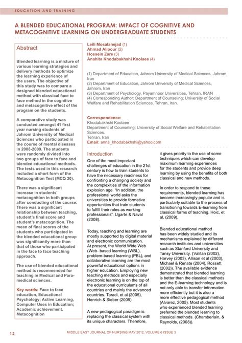 PDF A Blended EducAtionAl ProgrAm ImPAct Of Cognitive And MetAcognitive LeArning On