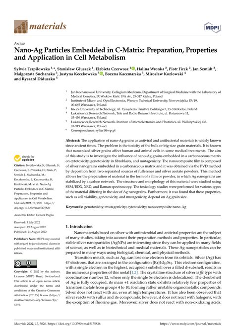 Pdf Nano Ag Particles Embedded In C Matrix Preparation Properties And Application In Cell