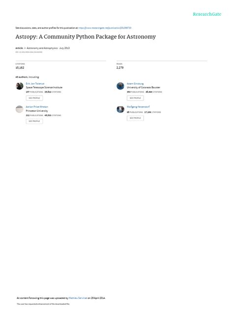 Astropy A Community Python Package For Astronomy Pdf