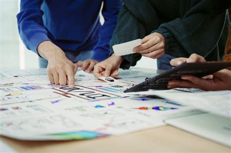 Team Of Creative Web Graphic Designer Planning For Mobile Phone Drawing Website Ux Ui App For