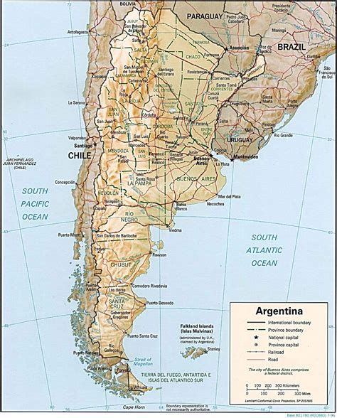 Large Detailed Relief And Political Map Of Argentina Argentina Large
