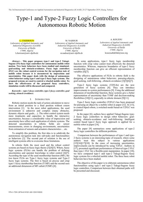 pdf type 1 and type 2 fuzzy logic controllers for autonomous robotic