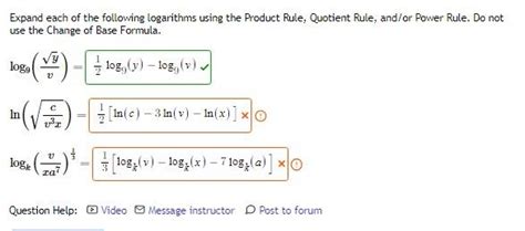 Solved Expand Each Of The Following Logarithms Using The Chegg