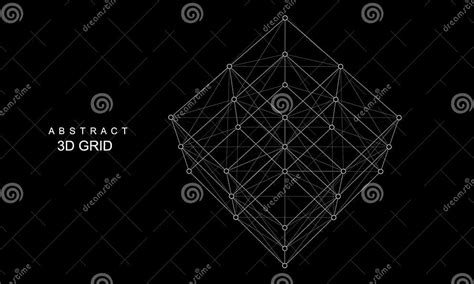 abstract 3d grid cube from dots and lines primitive object 3d