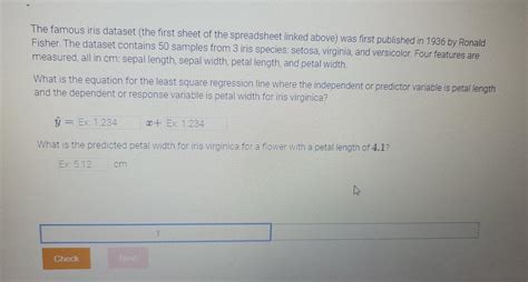 Solved The Famous Iris Dataset The First Sheet Of The Chegg